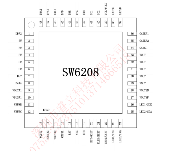 SW6208中文资料PDF_SW6208芯片概述/特性/原理及引脚图等信息